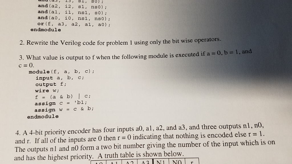 Solved Rewrite the Verilog code for problem 1 using only the | Chegg.com