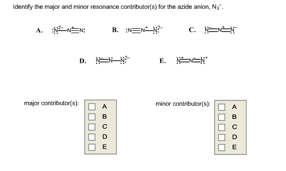 Solved Identify the major and minor resonance contributor(s) | Chegg.com