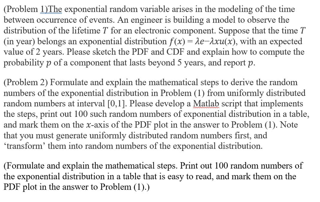 Solved The exponential random variable arises in the | Chegg.com