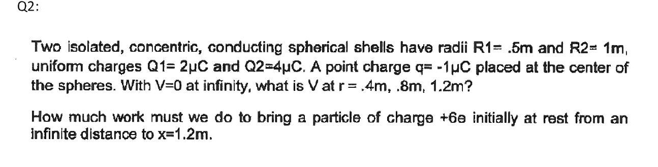 Solved Two isolated, concentric, conducting spherical shells | Chegg.com