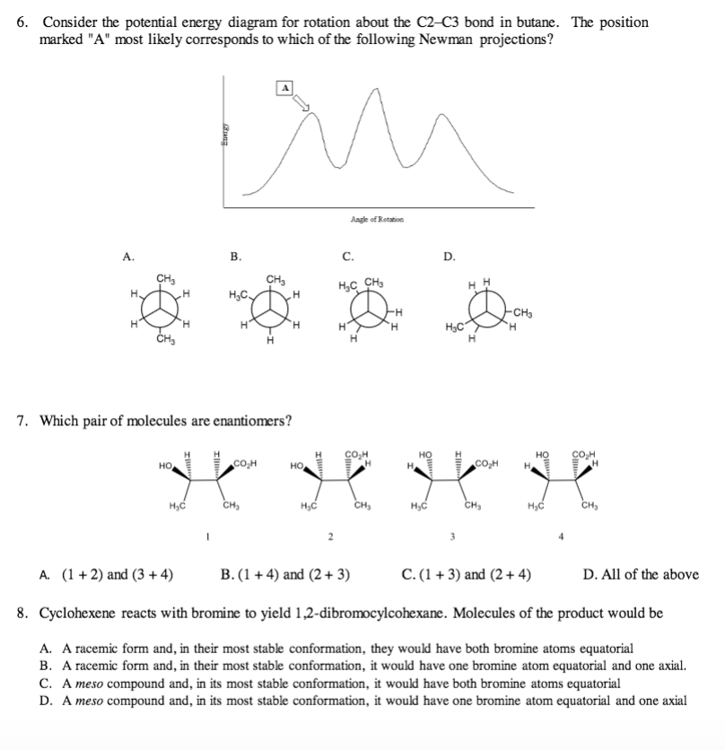 Solved 6. Consider the potential energy diagram for rotation | Chegg.com