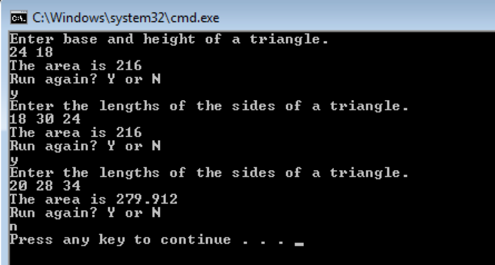 Solved The area of a triangle can be calculated given its | Chegg.com