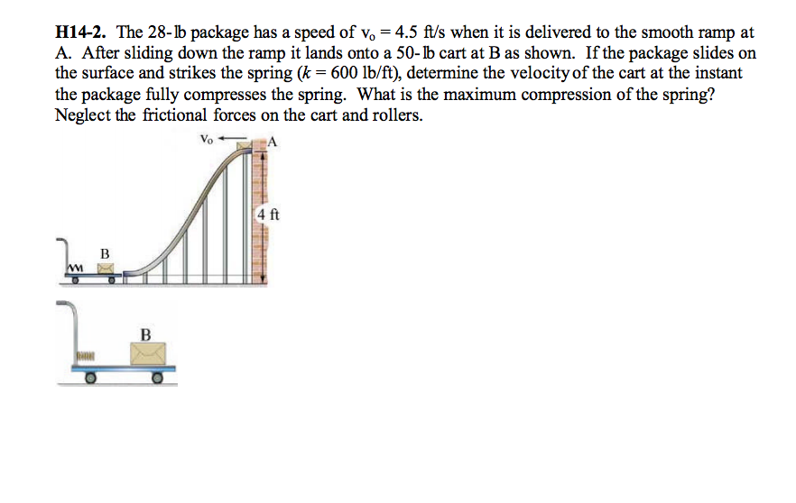 Solved H14-2. The 28-lb package has a speed of vo = 4.5 ft/s | Chegg.com