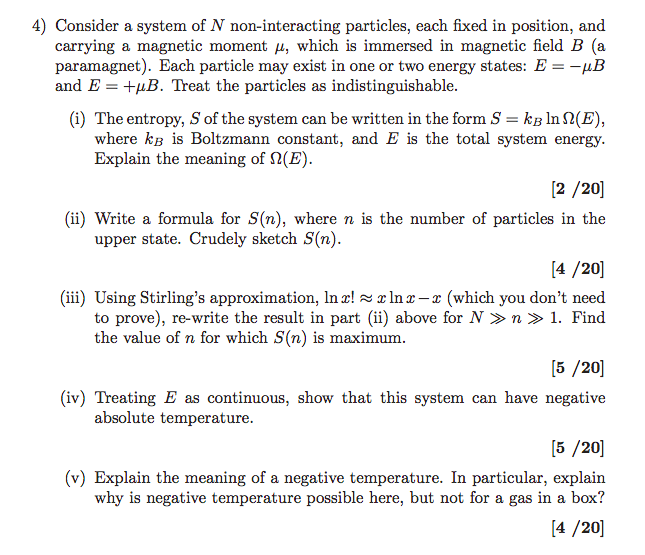 Solved 4) Consider a system of N non-interacting particles, | Chegg.com