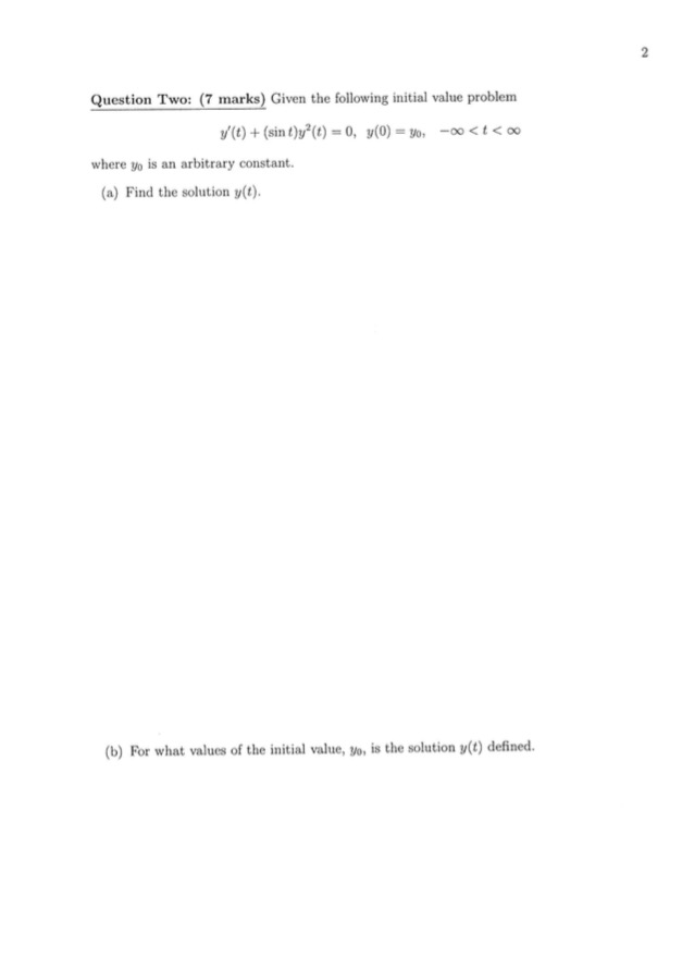 Solved Given the following initial value problem y'(t) + | Chegg.com