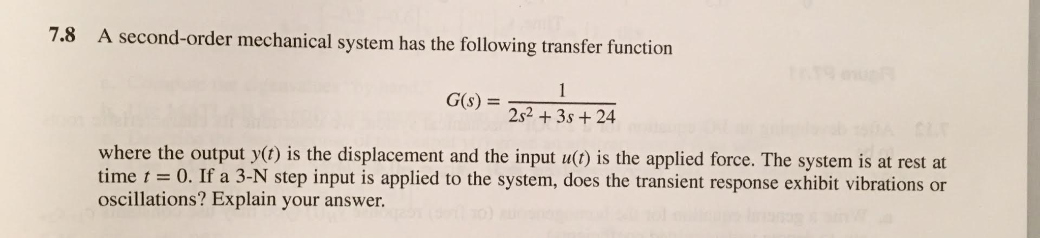 A second-order mechanical system has the following | Chegg.com