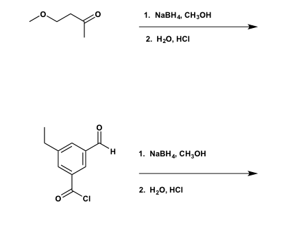 Solved 1. NaBH4 CH3OH 2. H20, HCl 1. NaBH, CH3OH 2. H20, HC | Chegg.com