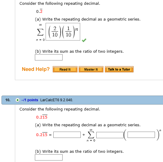 Solved Consider the following repeating decimal. 0.2 Write | Chegg.com