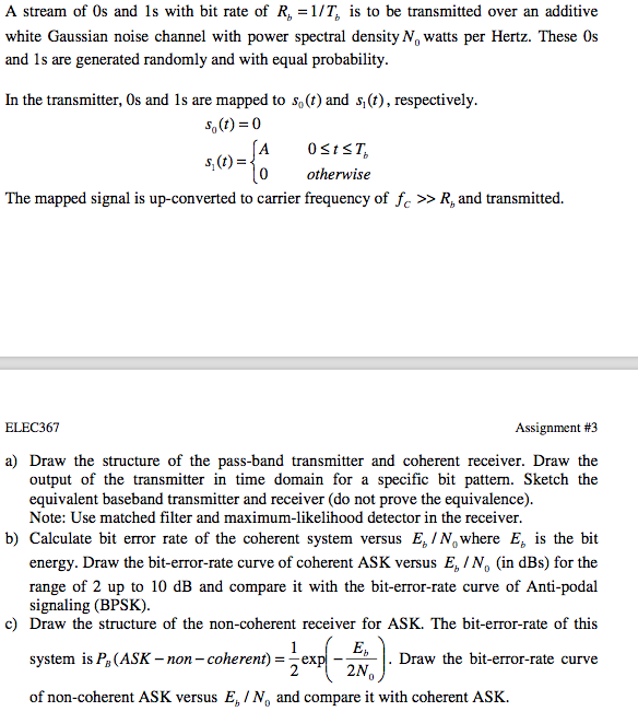 Solved A stream of Os and 1s with bit rate of R, -1/T, is to | Chegg.com