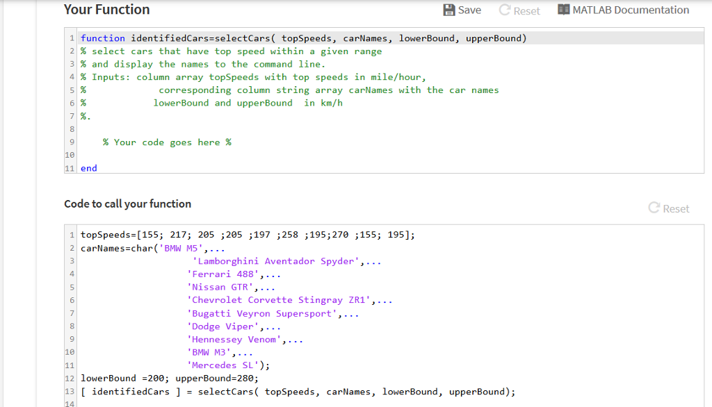 Solved Matlab Question: Important! Read: No for or while | Chegg.com