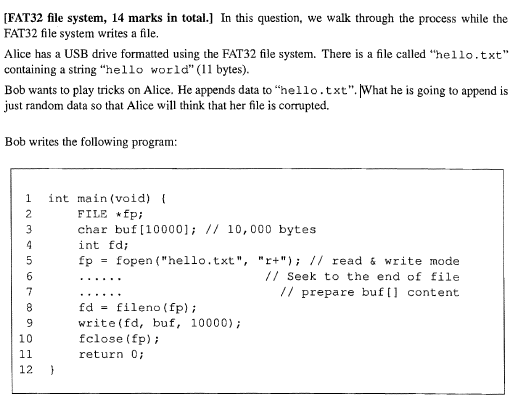 [FAT32 file system, 14 marks in total.] In this | Chegg.com