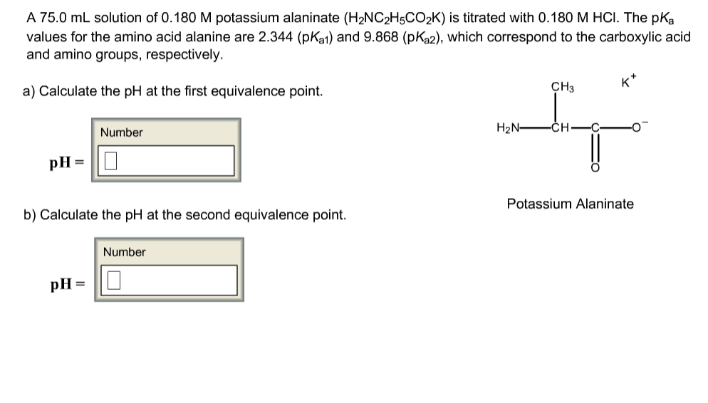 Solved A 75.0 mL solution of 0.180 M potassium alaninate | Chegg.com