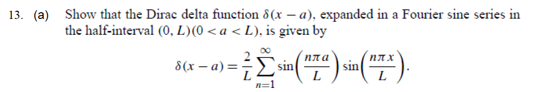 Solved 13. (a) Show that the Dirac delta function Delta (x | Chegg.com