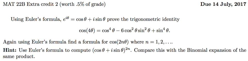 Solved Using Euler's formula, e^i theta = cos theta + i sin | Chegg.com