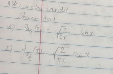 Solved Show that A) J_/2(x) = Squareroot 2/pi x sin x B) | Chegg.com