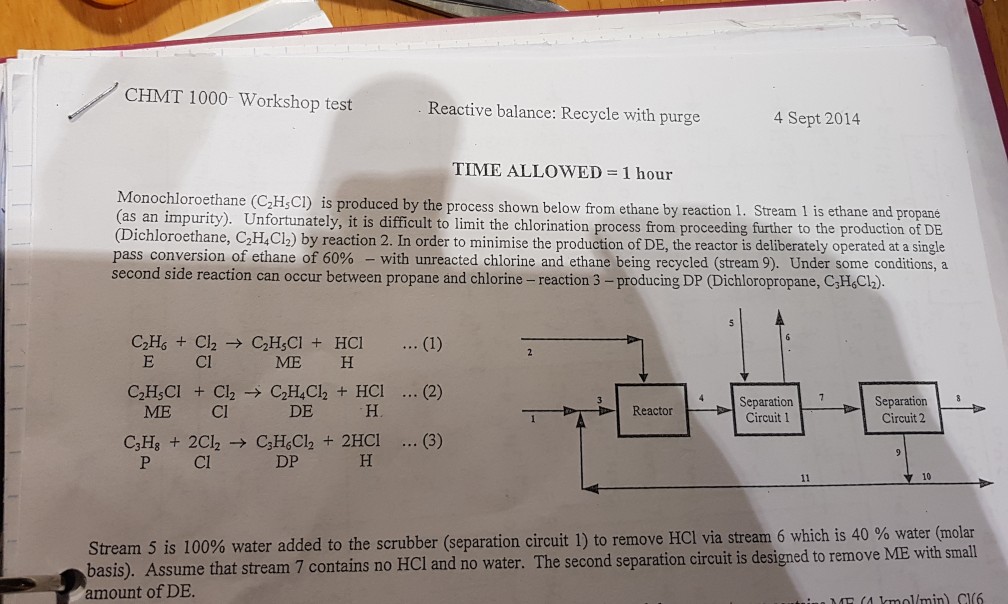 Monochloroethane (C_2 H_5 Cl) is produced by the | Chegg.com