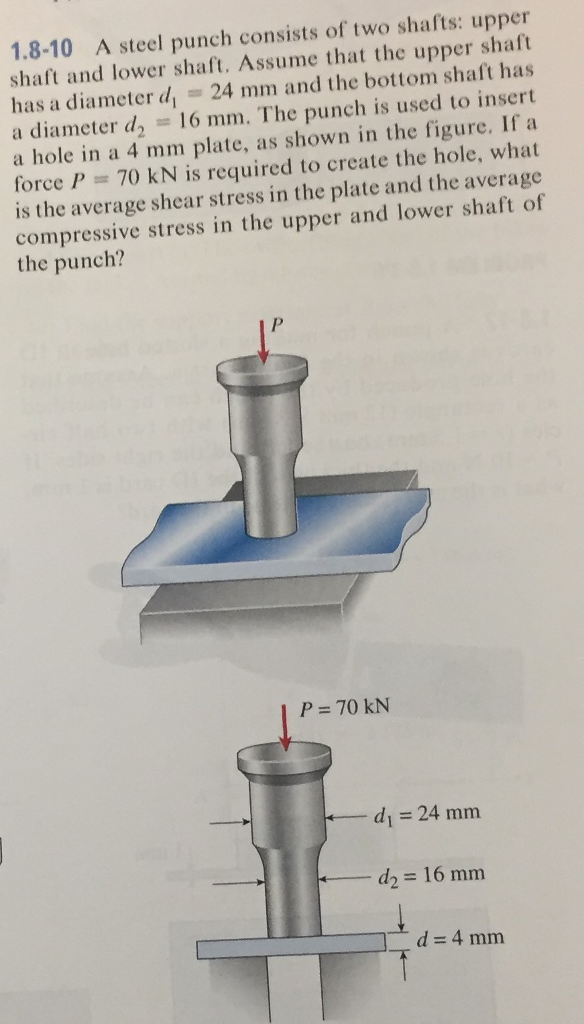 Solved A steel punch consists of two shafts: upper shall and | Chegg.com