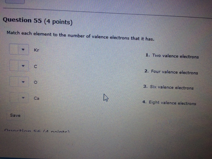 Solved Match each element to the number of valence electrons | Chegg.com