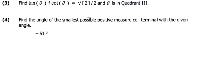 Solved Find tan ( theta ) if cot ( theta ) = root [ 2 ] / 2 | Chegg.com