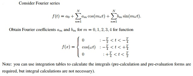 Solved Consider Fourier series Obtain Fourier coefficients | Chegg.com