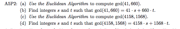 Solved (a) Use the Euclidean Algorithm to compute gcd(41, | Chegg.com