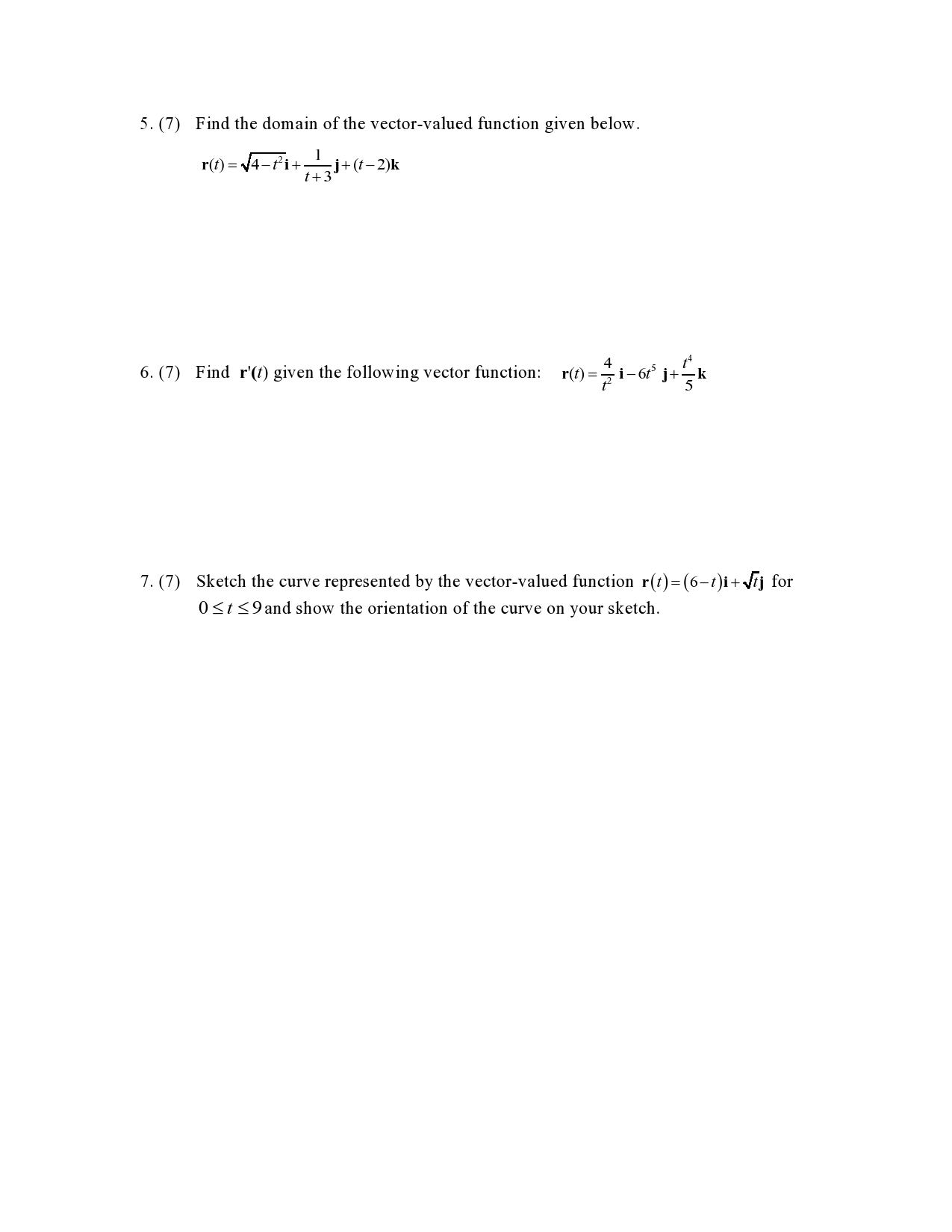 Solved Find the domain of the vector-valued function given | Chegg.com