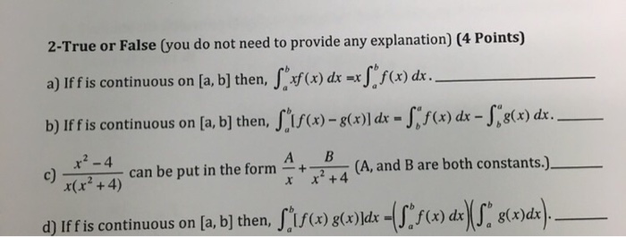 Solved If f is continuous on [a, b] then, integral^b_a xf | Chegg.com