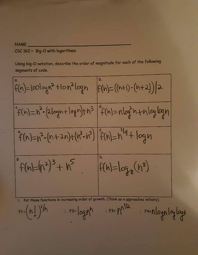 Solved Using big-O notation, describe the order of magnitude | Chegg.com