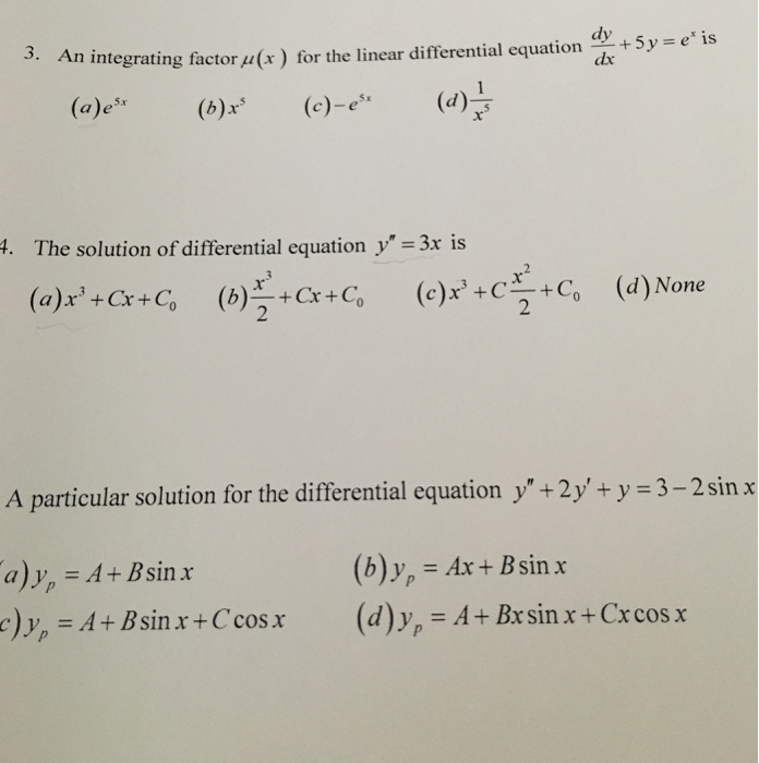 Solved An integrating factor mu(x) for the linear | Chegg.com