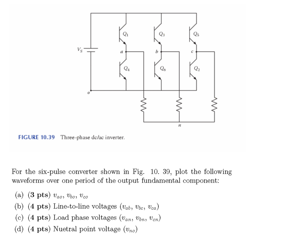Solved FIGURE 10.39 Three-phase dc/ac inverter. For the | Chegg.com