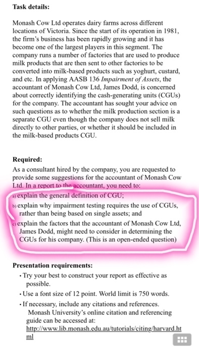 Solved Explain the general definition of CGU: explain why | Chegg.com