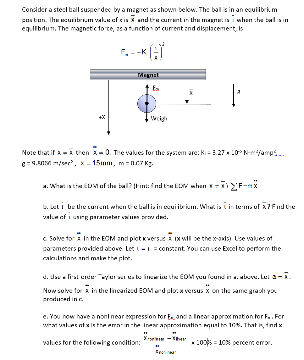 Consider a steel ball suspended by a magnet as shown | Chegg.com