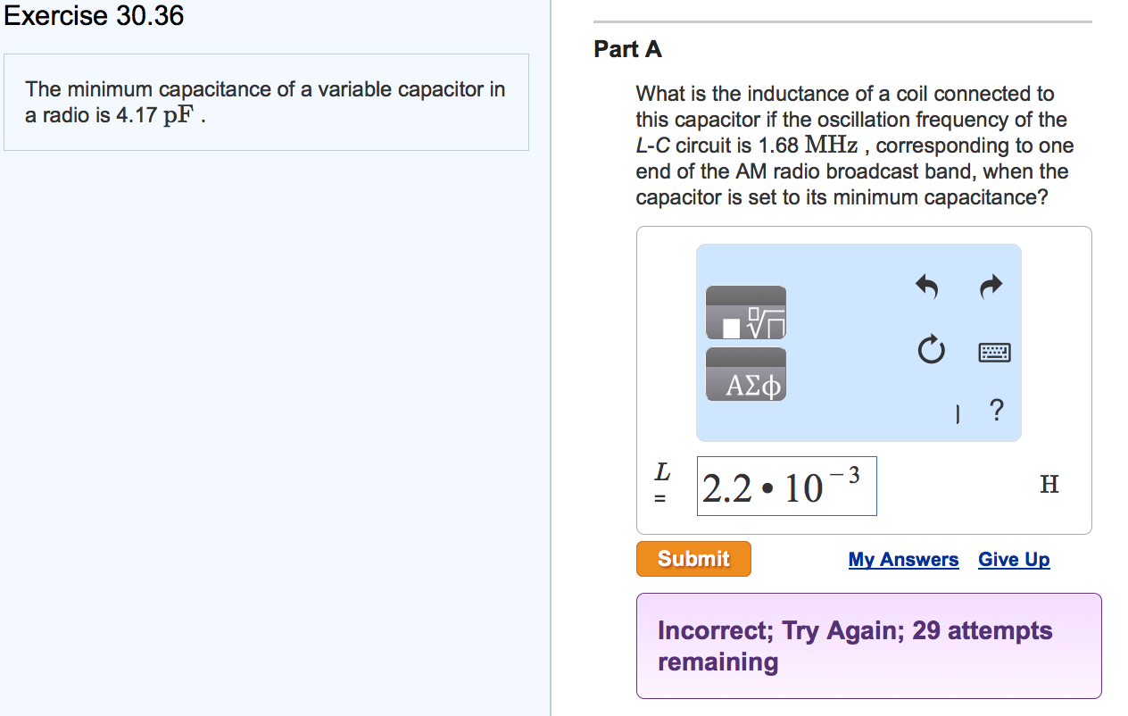 Solved The minimum capacitance of a variable capacitor in a | Chegg.com