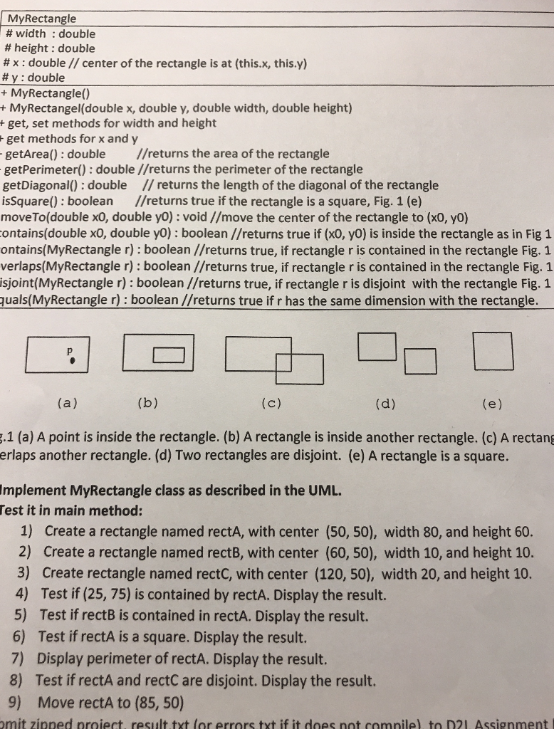 Solved MyRectangle # width : double # height : double #x : | Chegg.com