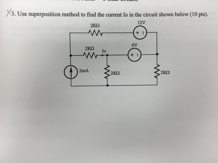 Solved Use superposition method to find the current Io in | Chegg.com