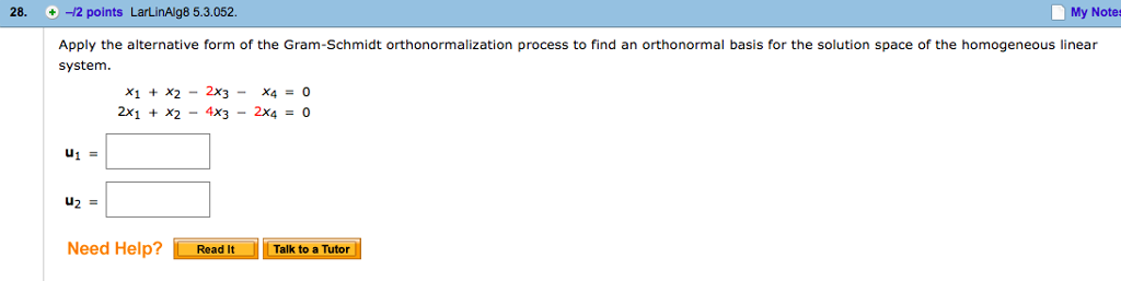 Solved 2812 points LarLinAlg8 5.3.052. My Notes Apply the | Chegg.com