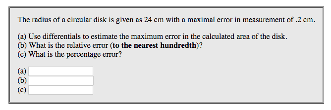 Solved The radius of a circular disk is given as 24 cm with | Chegg.com