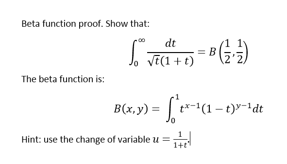 Solved Beta function proof. Show that : Integrate limit | Chegg.com