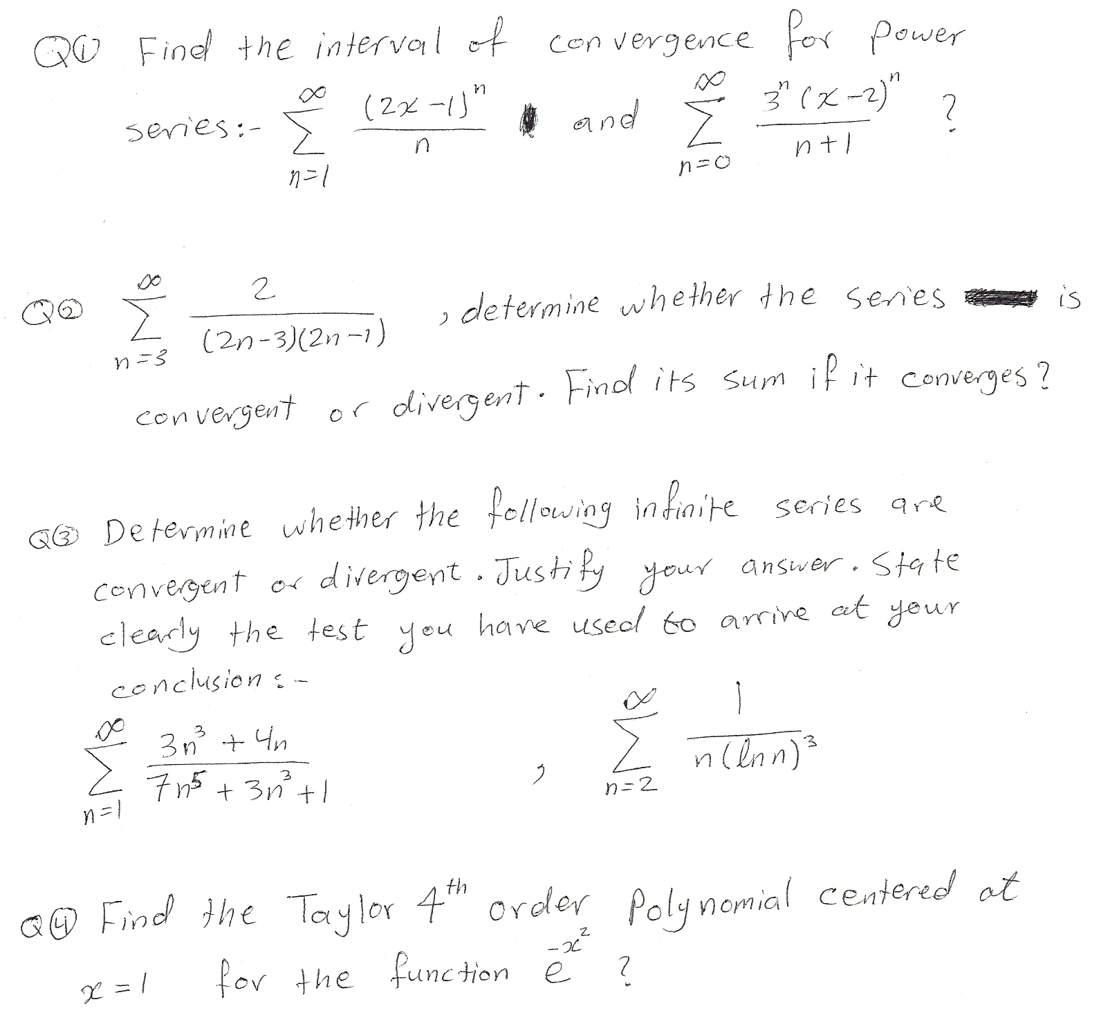 Find the interval of convergence for power series :- | Chegg.com