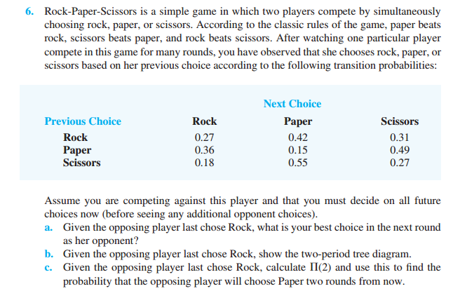 Rock-Paper-Scissors is a simple game in which two | Chegg.com
