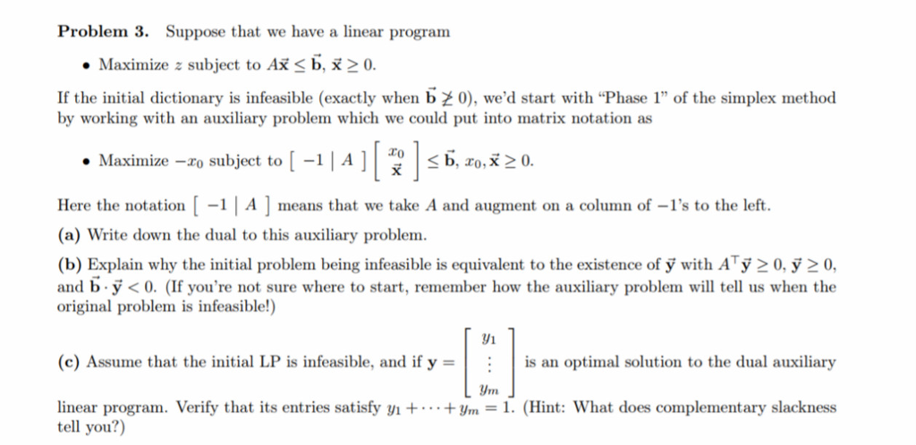 Solved Problem 3. Suppose that we have a linear program . | Chegg.com