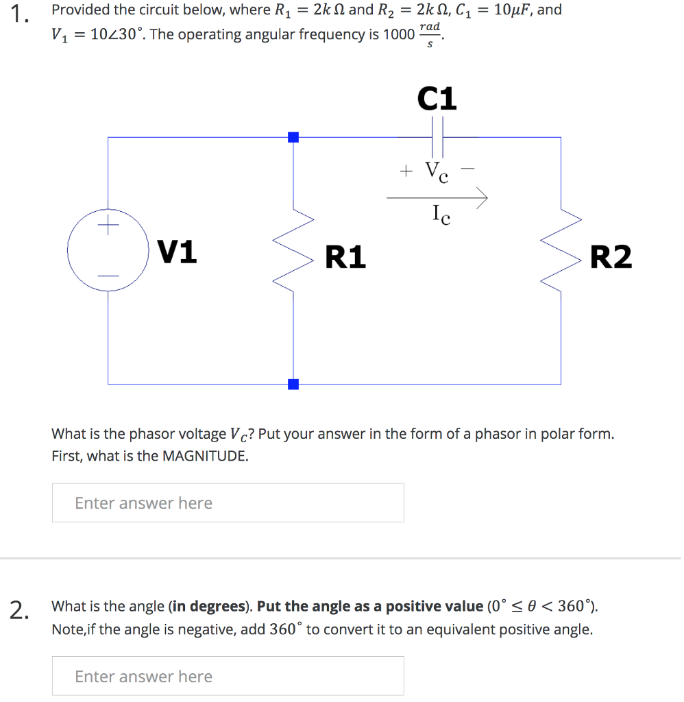 Solved Provided the circuit below, where R,-2k Ω and R2-2k | Chegg.com