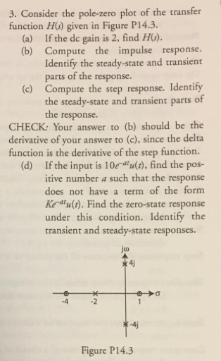 Solved 3. Consider the pole-zero plot of the transfer | Chegg.com