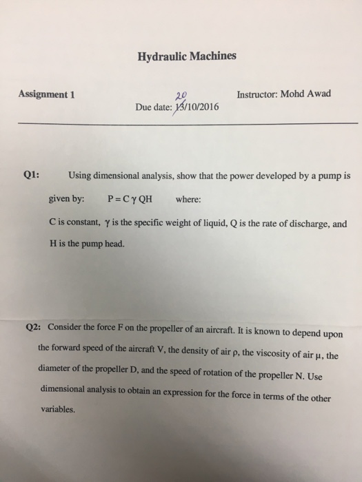 Solved Using dimensional analysis, show that the power | Chegg.com