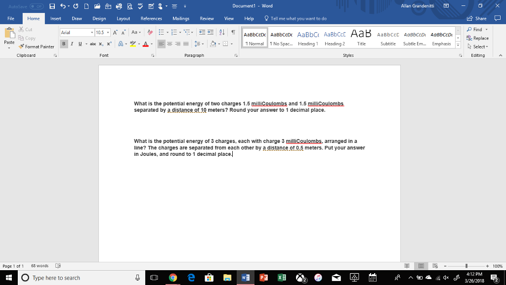 Solved Document1 Word Insert Draw Design Layout References
