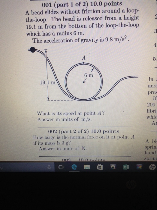 Solved A bead slides without friction around a | Chegg.com