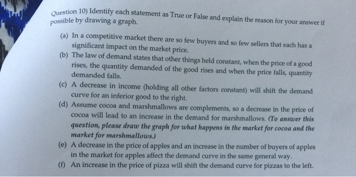 Solved Identify each statement as True or False and explain | Chegg.com