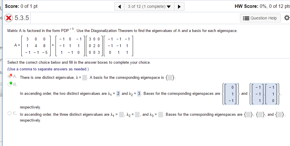 Solved Matrix A Is Factored In The Form Pdp 1 Use The