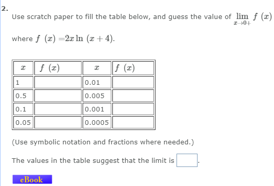Solved 2. Use scratch paper to fill the table below, and | Chegg.com