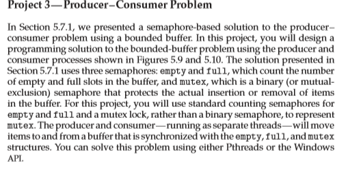 Solved Project 3-Producer-Consumer Problenm In Section | Chegg.com